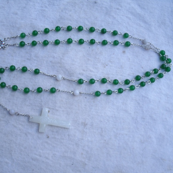 Sacred Journey Designs | Accessories | Handmade Green White Jade Rosary ...
